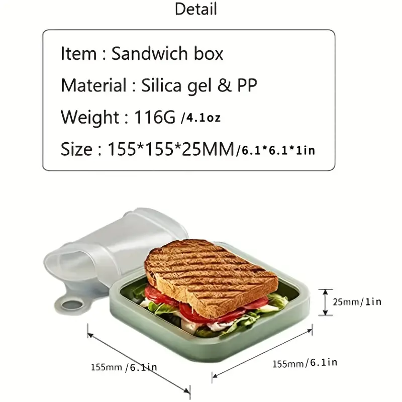 2pcs Toast Container Sandwich Case Toast Case Silicone Lunch Box ... 2pcs Toast Container Sandwich Case Toast Case Silicone Lunch Box ...